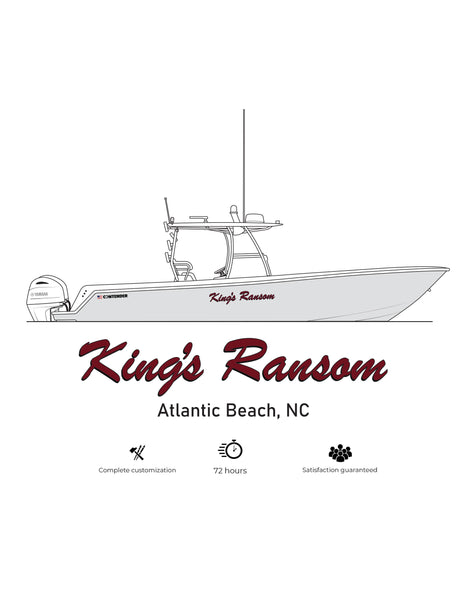 Custom Center Console Boat Line Drawing Vector Design – Billfish Gear
